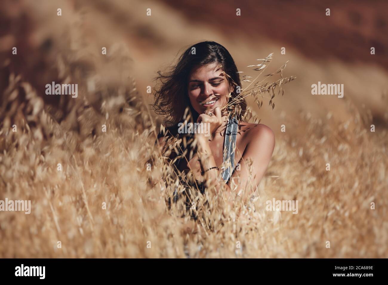 Portrait of a Cheerful Female. Model Laughing. Girl Stands in the ...
