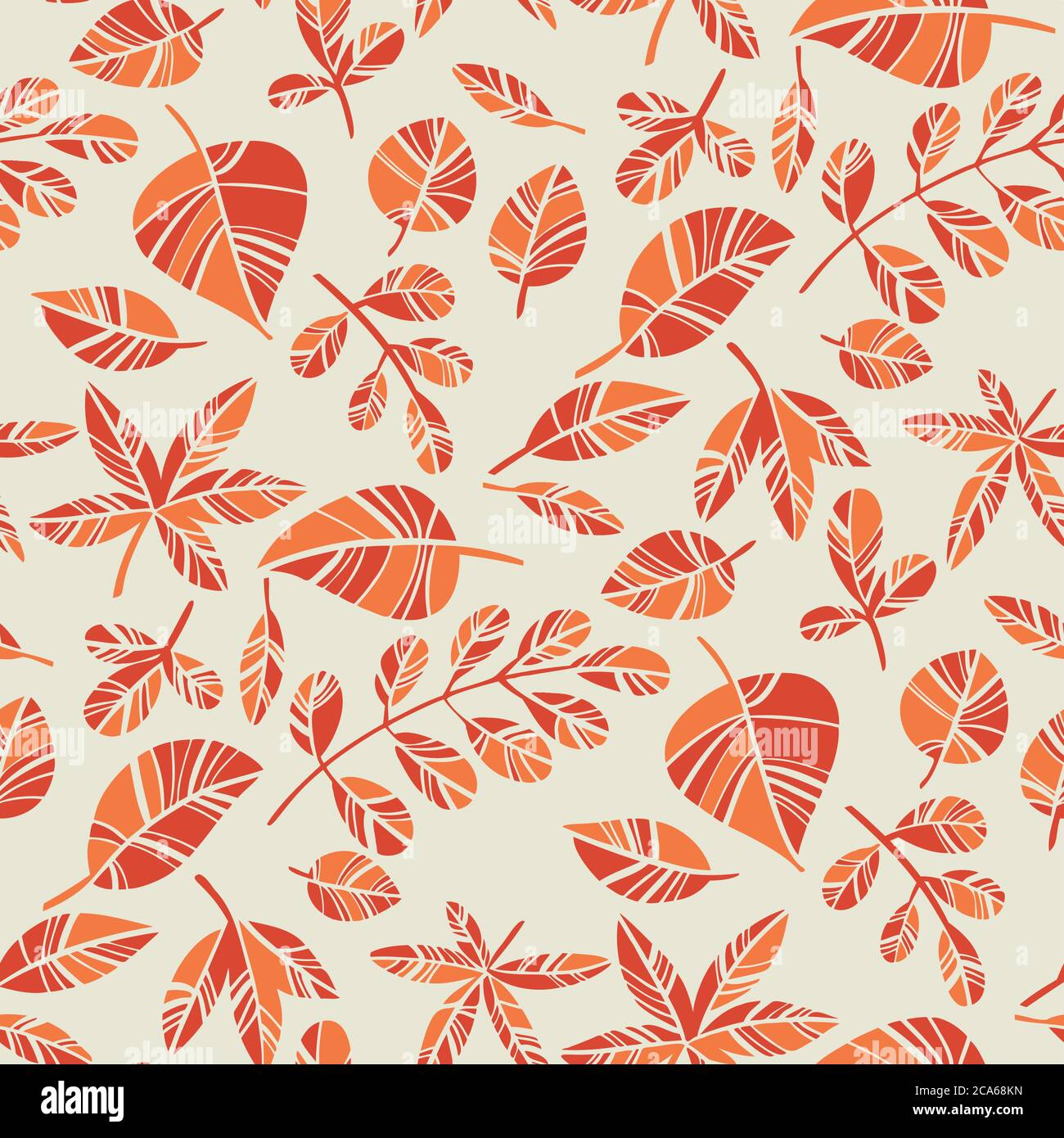 Orange autumn foliage decorative seamless pattern for background ...