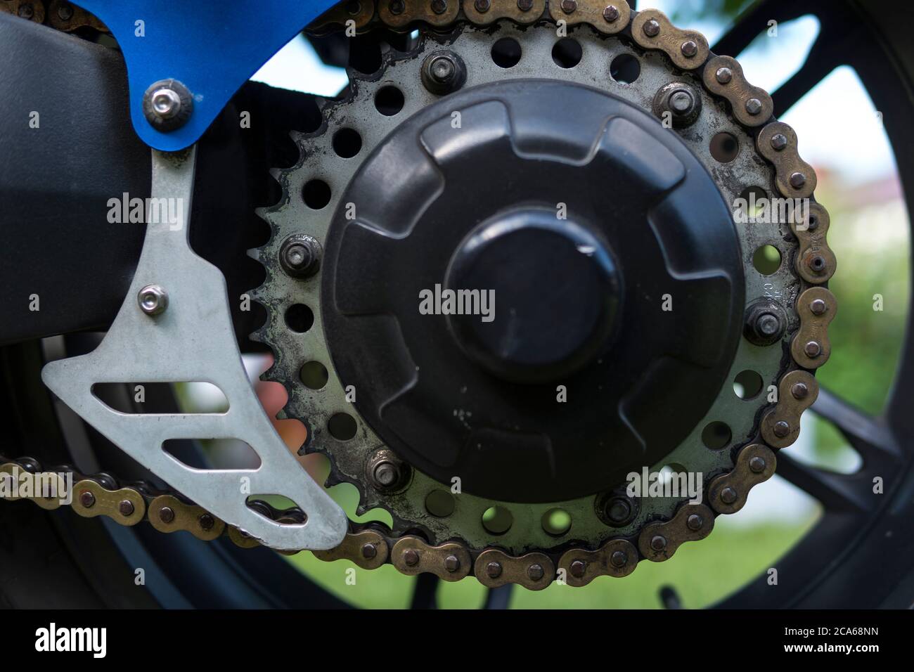 detail of a chain on a motorcycle Stock Photo - Alamy