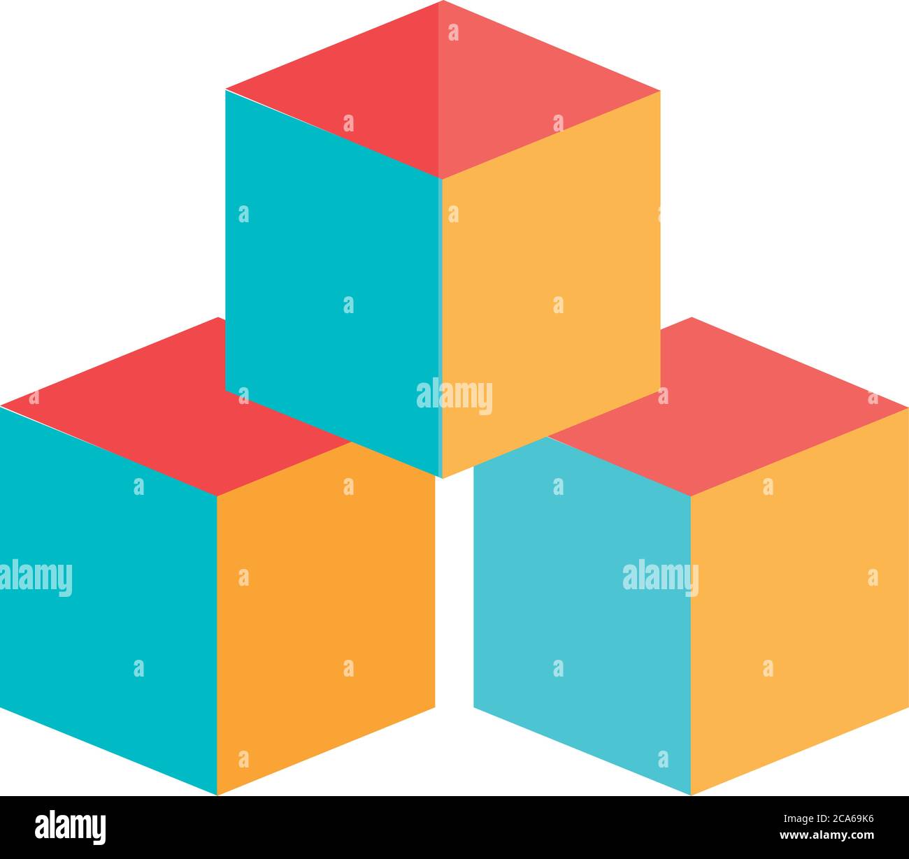 cartoon cubes construction toy object for small children to play, flat ...