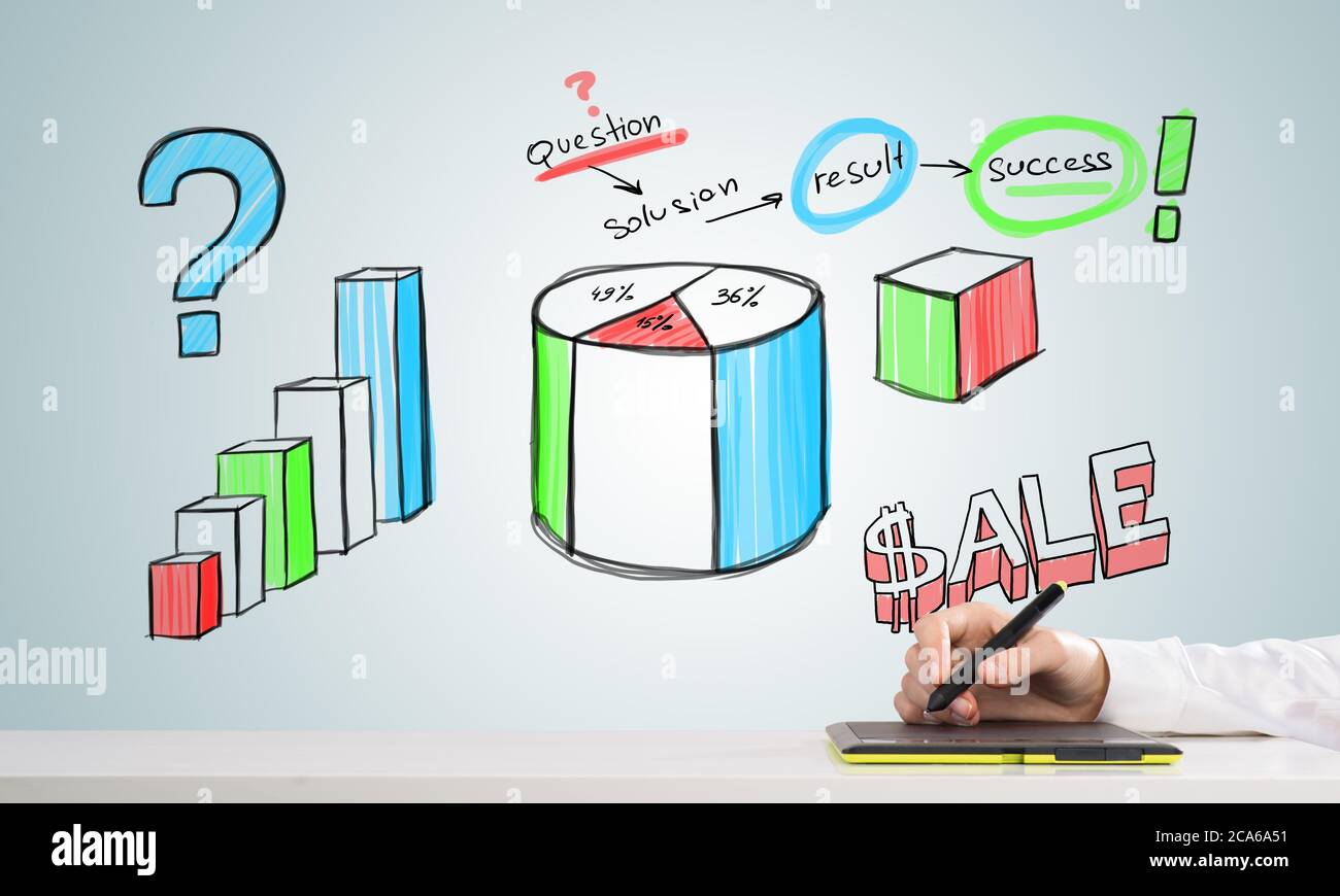 Designer draw infographs Stock Photo - Alamy