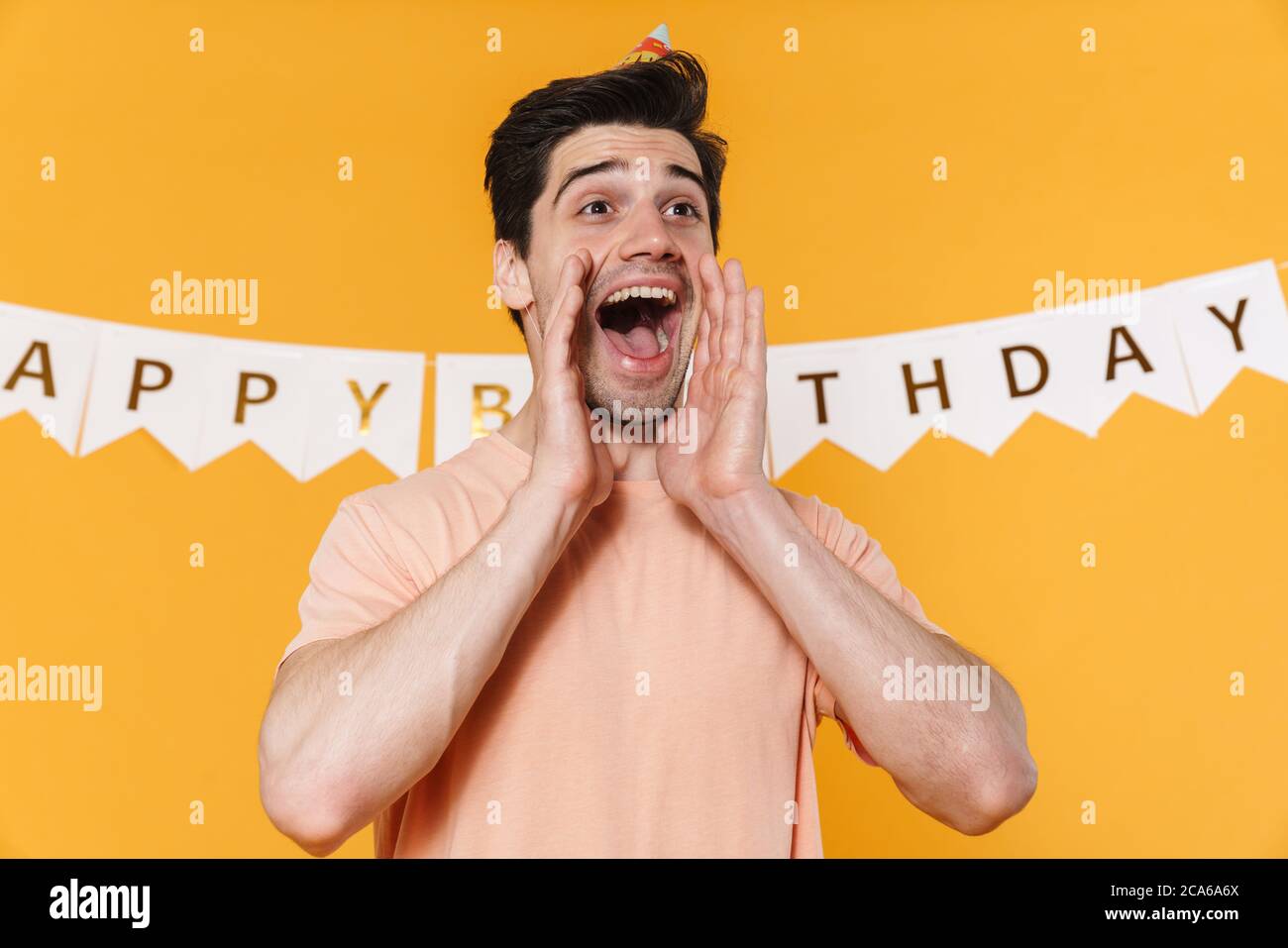 Happy excited man screaming laughing hi-res stock photography and ...