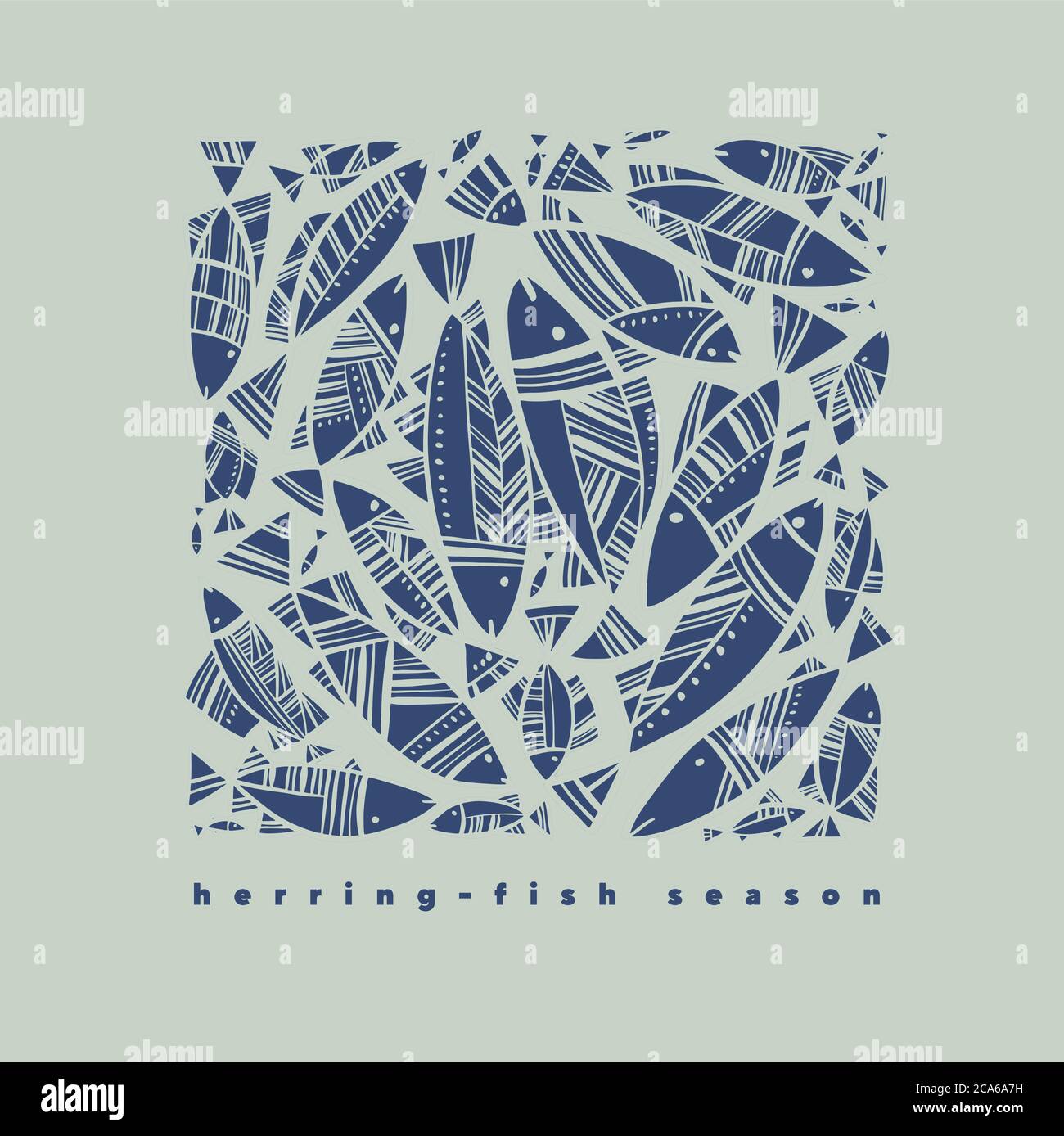 Tribal style northern fish composition for card, header, invitation ...