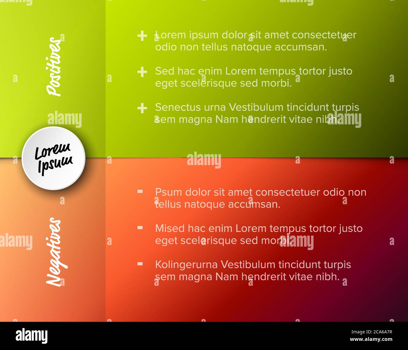 Vector template for positives and negatives with sample items - red and ...