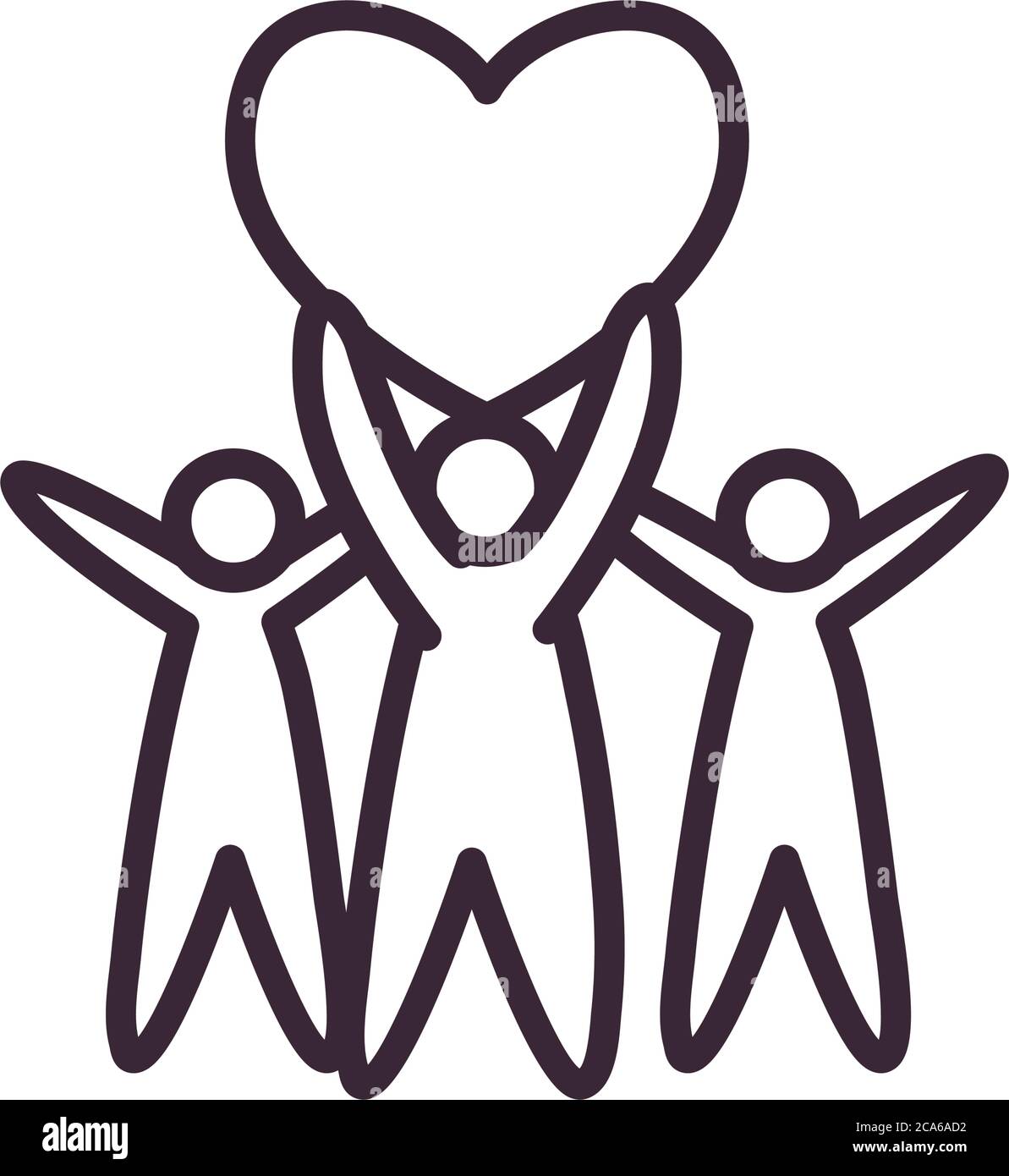 volunteer avatars with heart line style icon design of Charity and ...