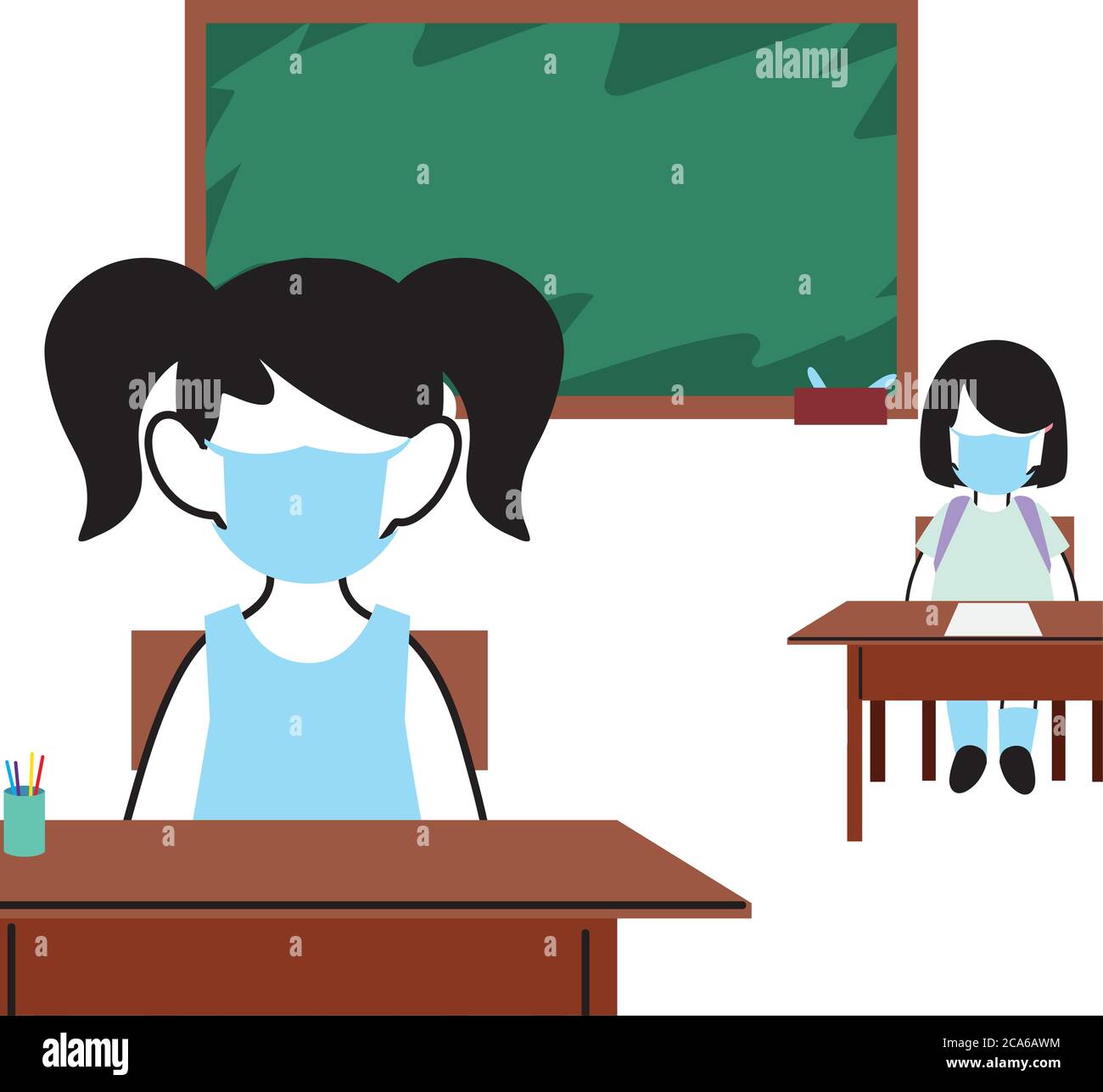 Children masks classroom Stock Vector Images - Alamy