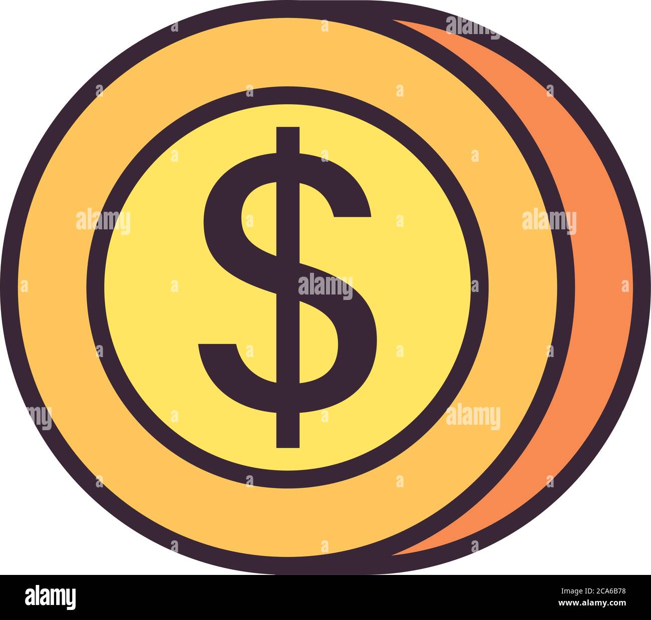 dollar coin line and fill style icon of money financial banking ...