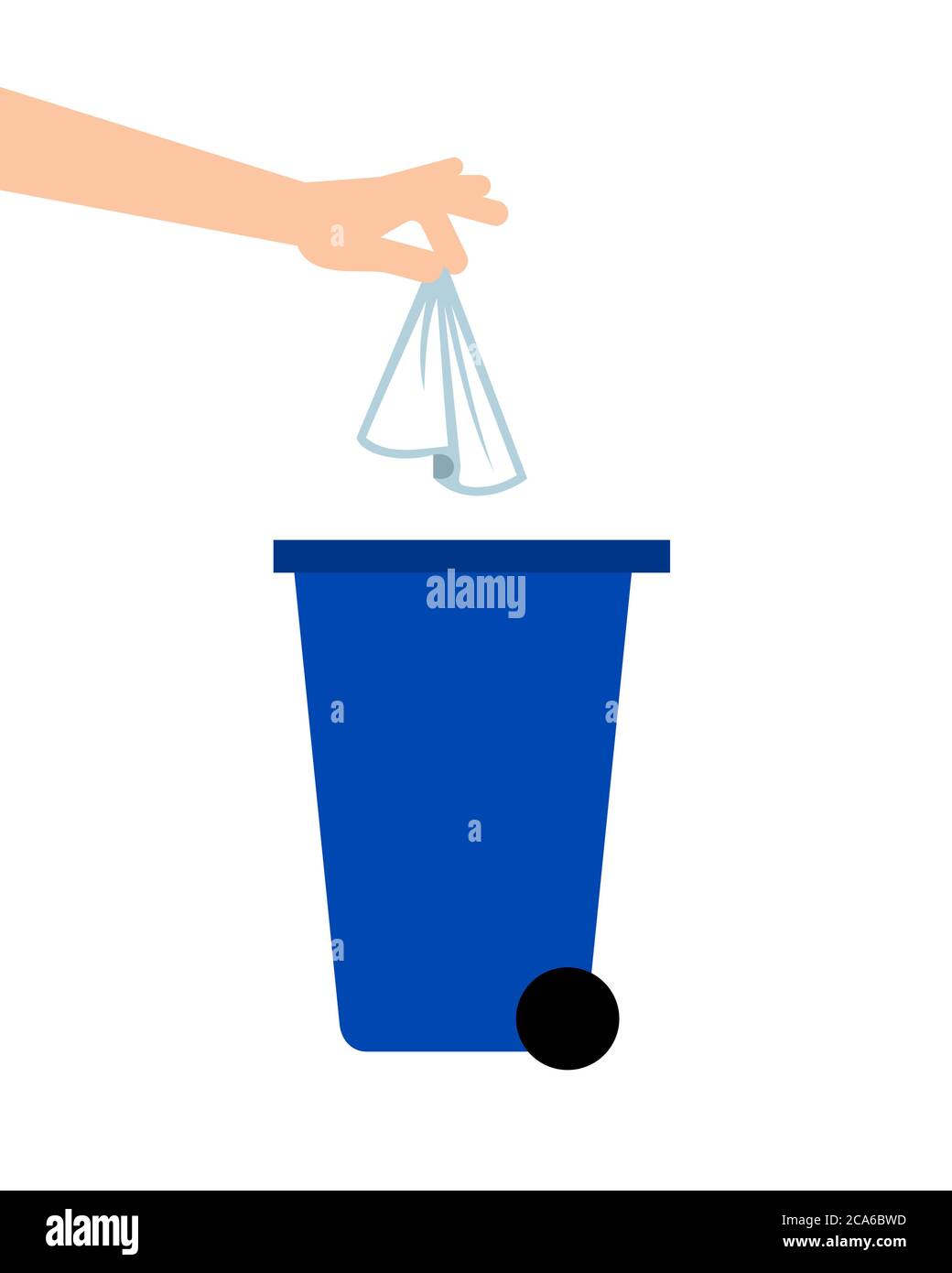 Hand throwing away tissue into a trash bin. Coronavirus prevention ...