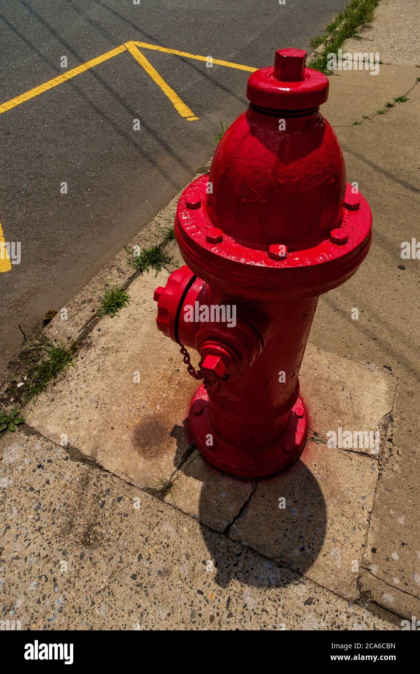 Red American fire hydrant for use by firefighters Stock Photo - Alamy