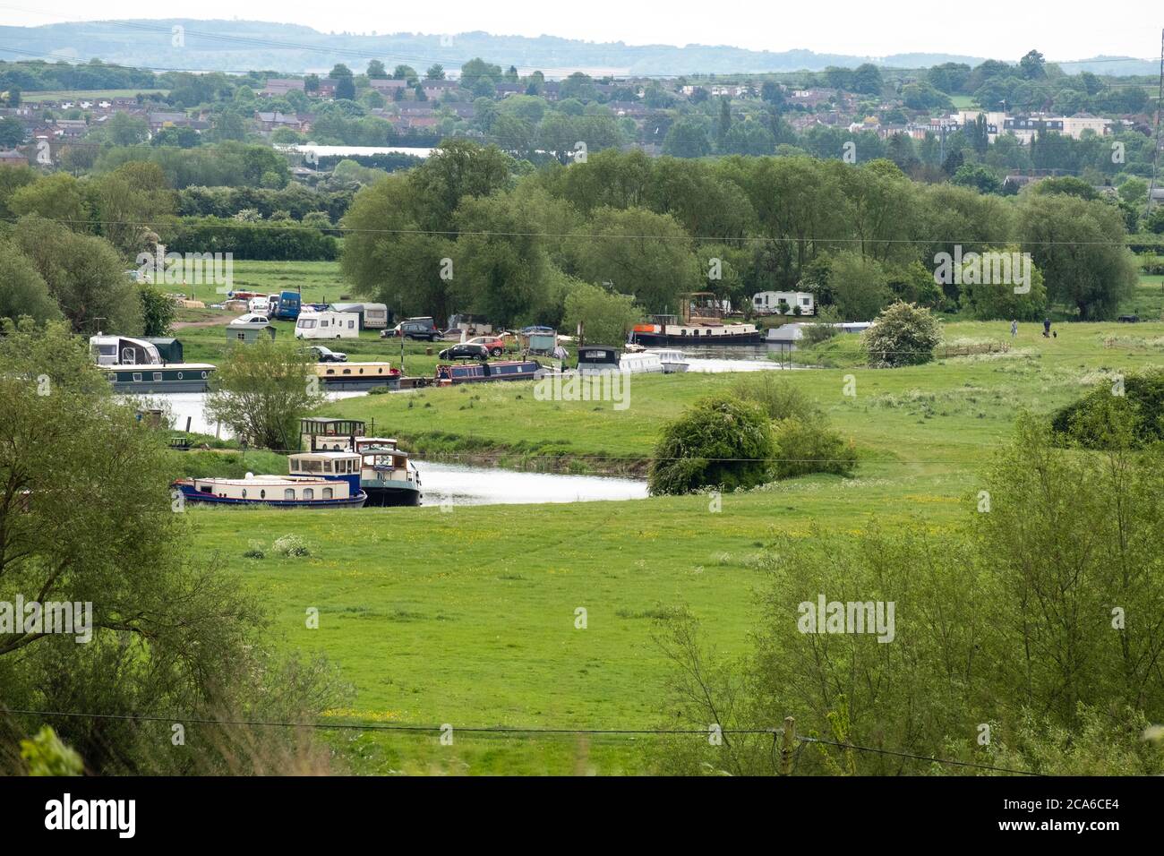 Winding river landscape backdrop Stock Photo - Alamy
