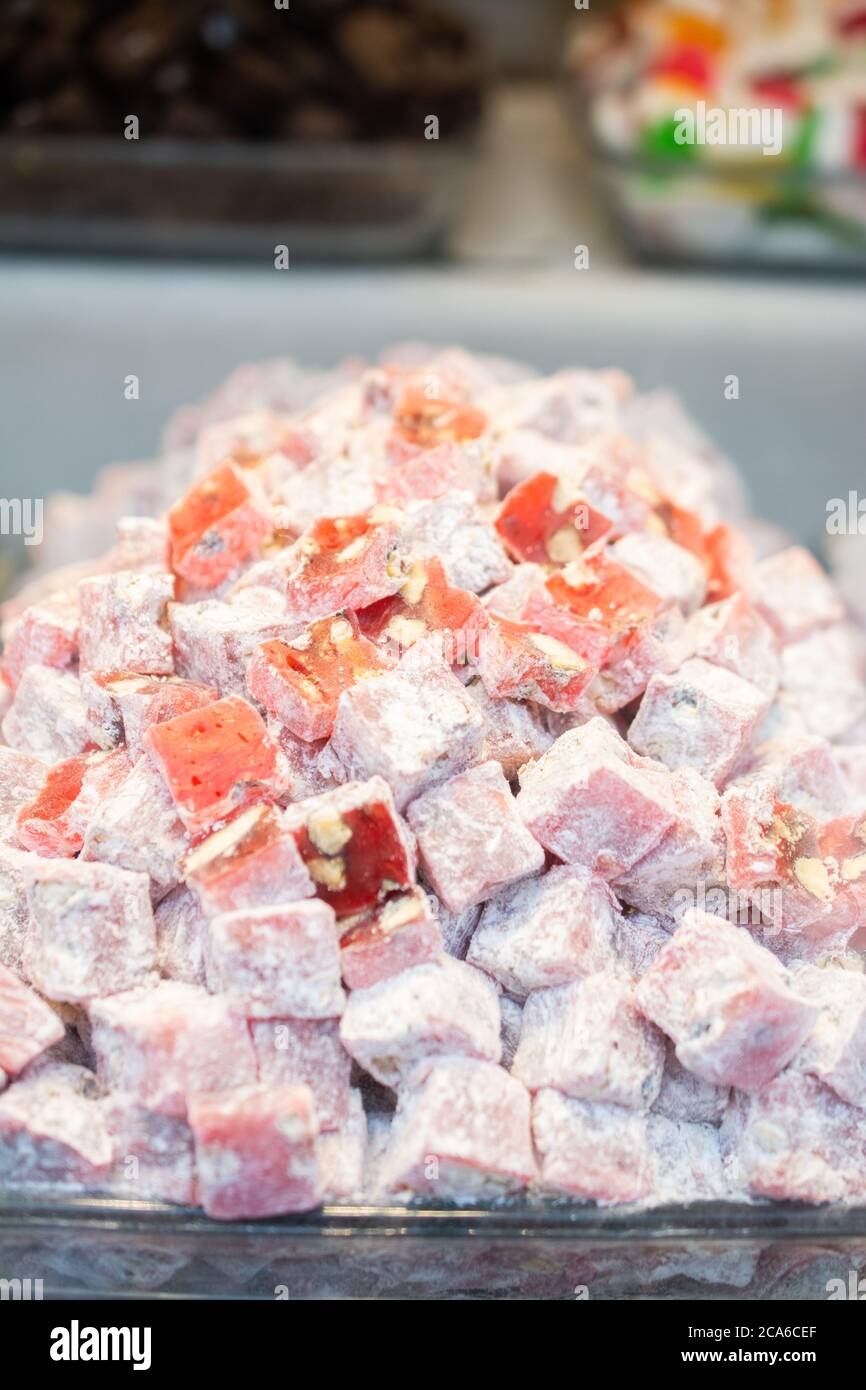 Load of traditional turkish delight lokum sugar coated soft candy Stock ...