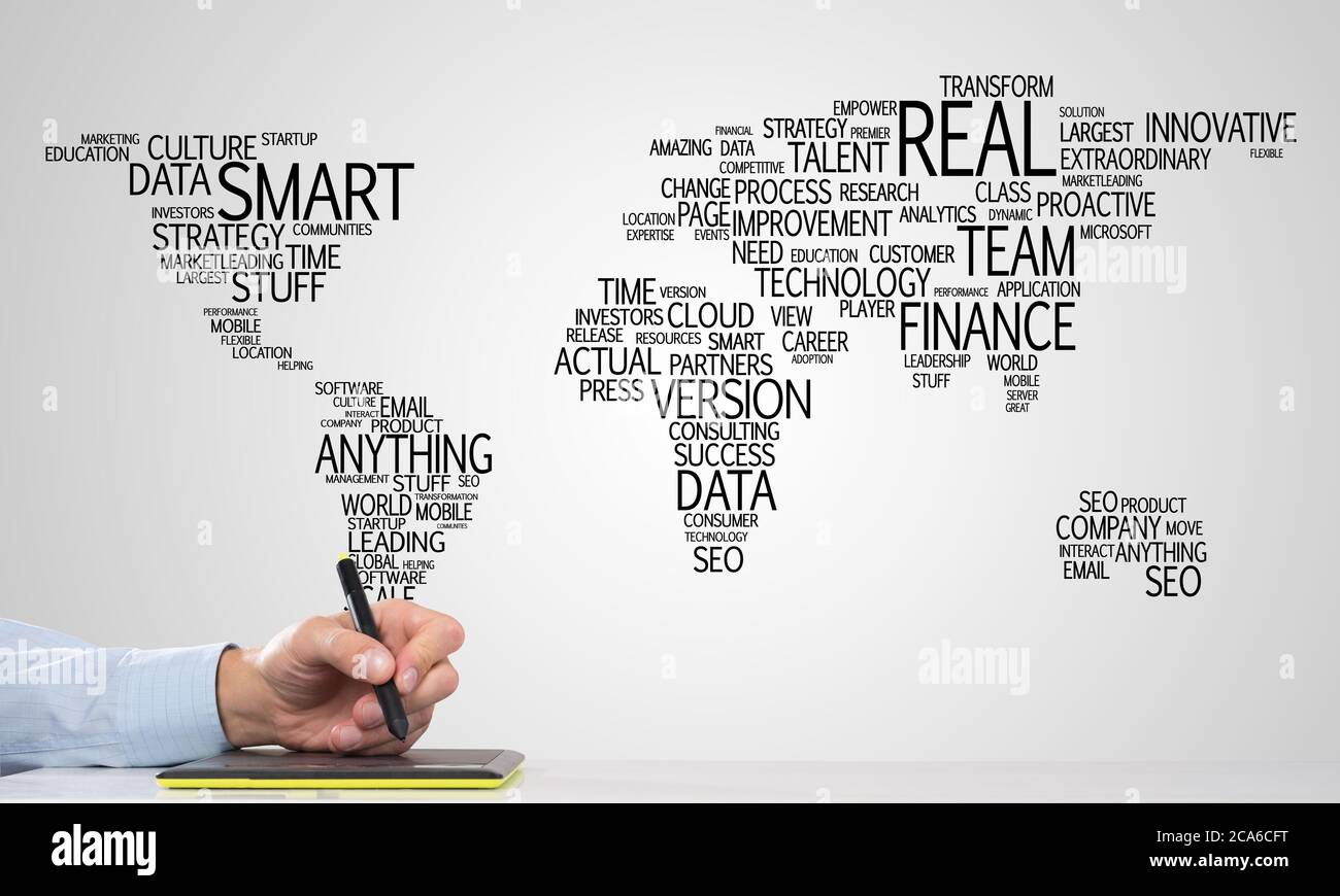 Designer draw global interaction concept Stock Photo - Alamy