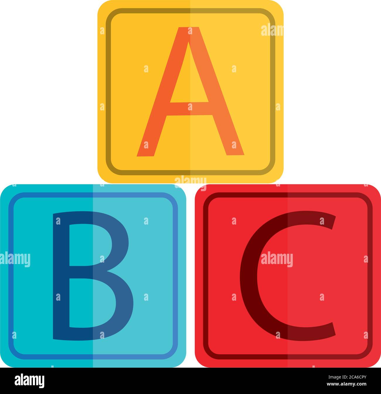 cartoon alphabet blocks toy object for small children to play, flat ...