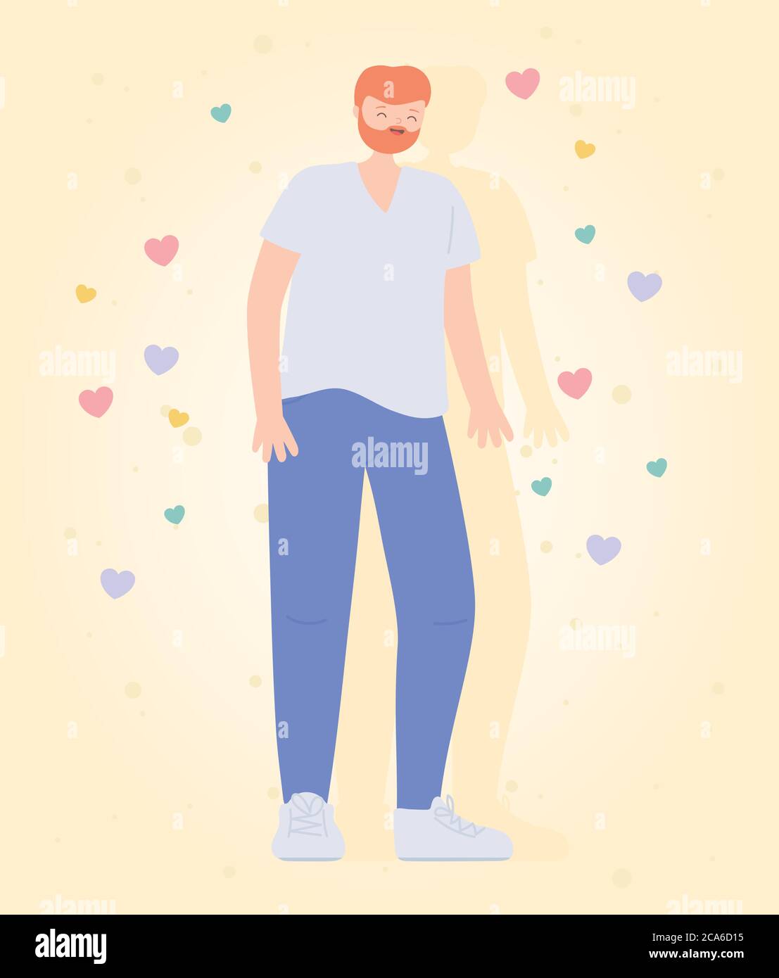 young man bearded character cartoon standing icon design vector ...