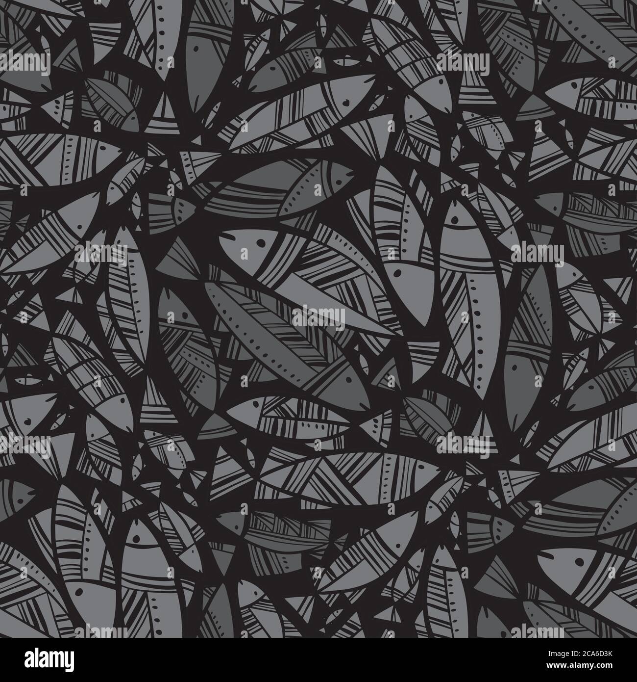 Mono-color black and white school of fish seamless pattern for ...