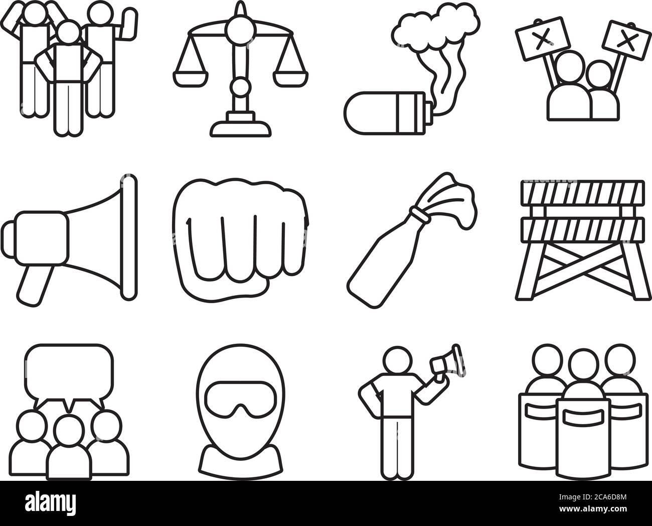 line style icon set design, Manifestation protest and demonstration ...