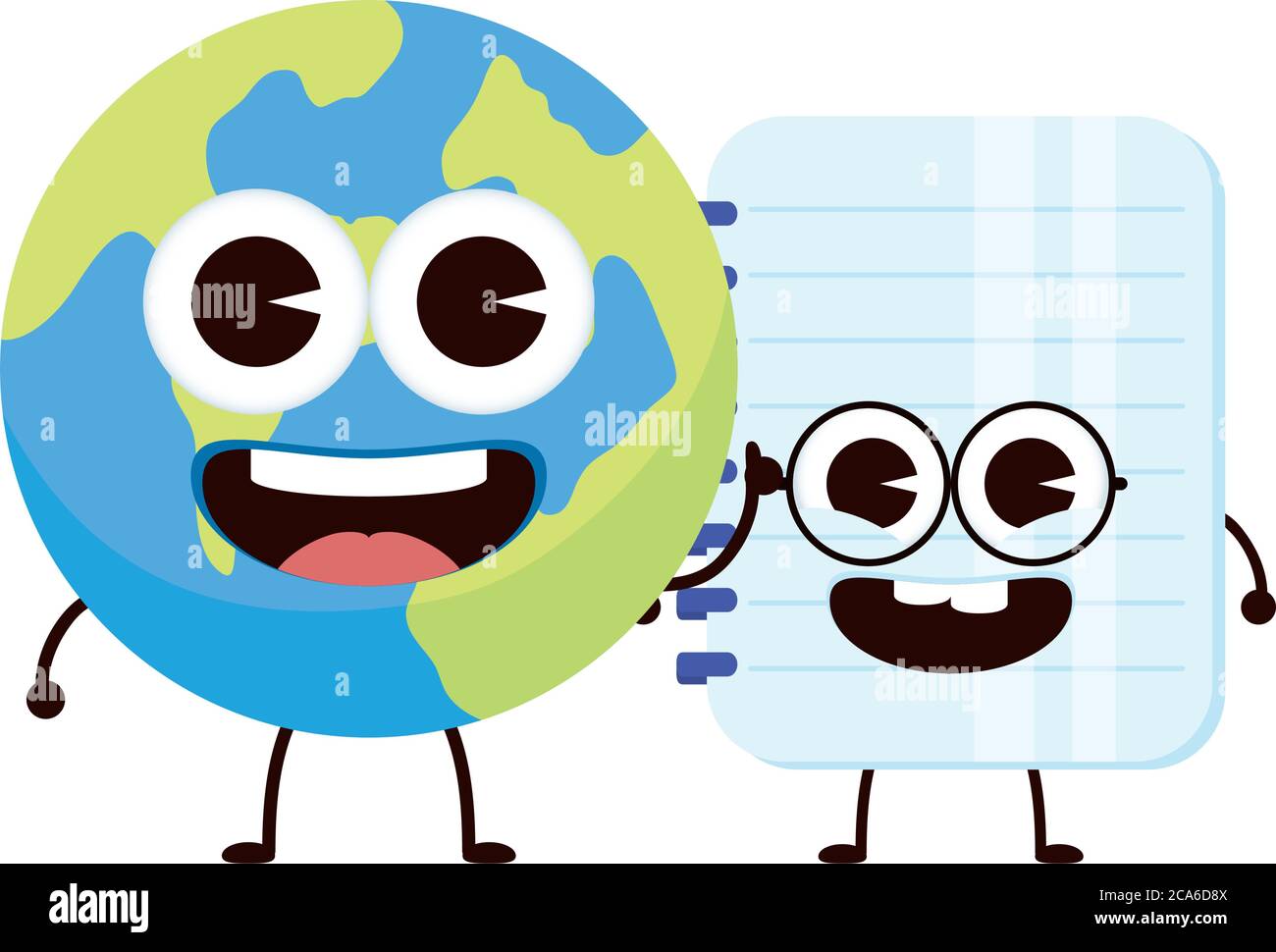 notebook school and earth planet supplies kawaii characters vector ...
