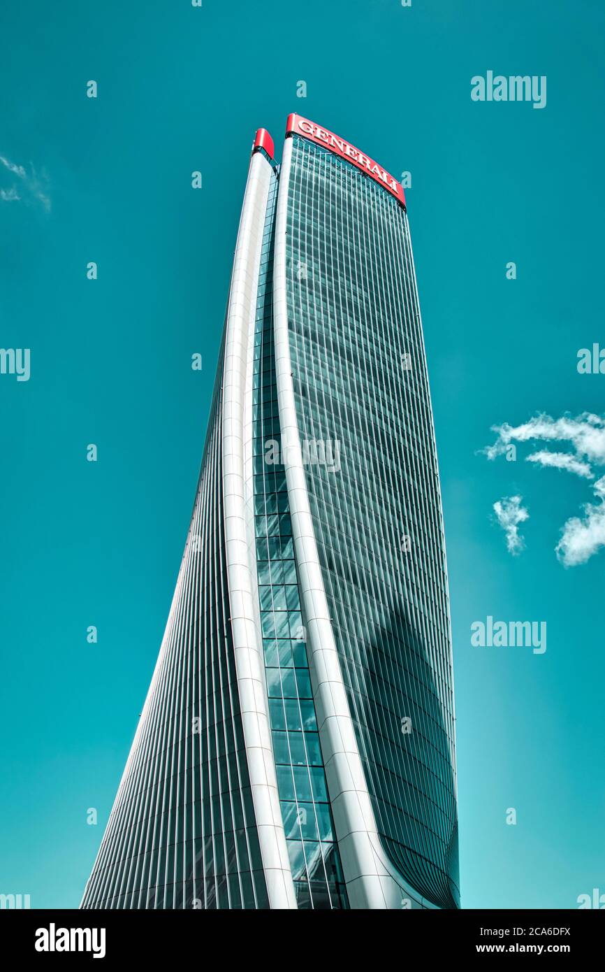 Milan, Italy 08.03.2020: Skyscraper Zaha Hadid - Generali Tower The ...