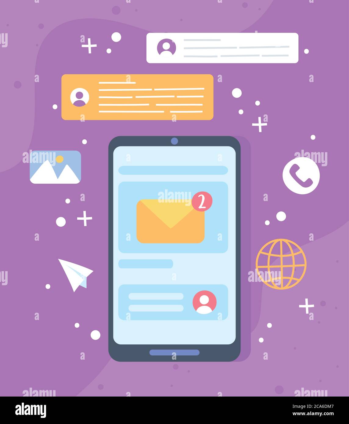 smartphone email and chatting screen social network communication ...