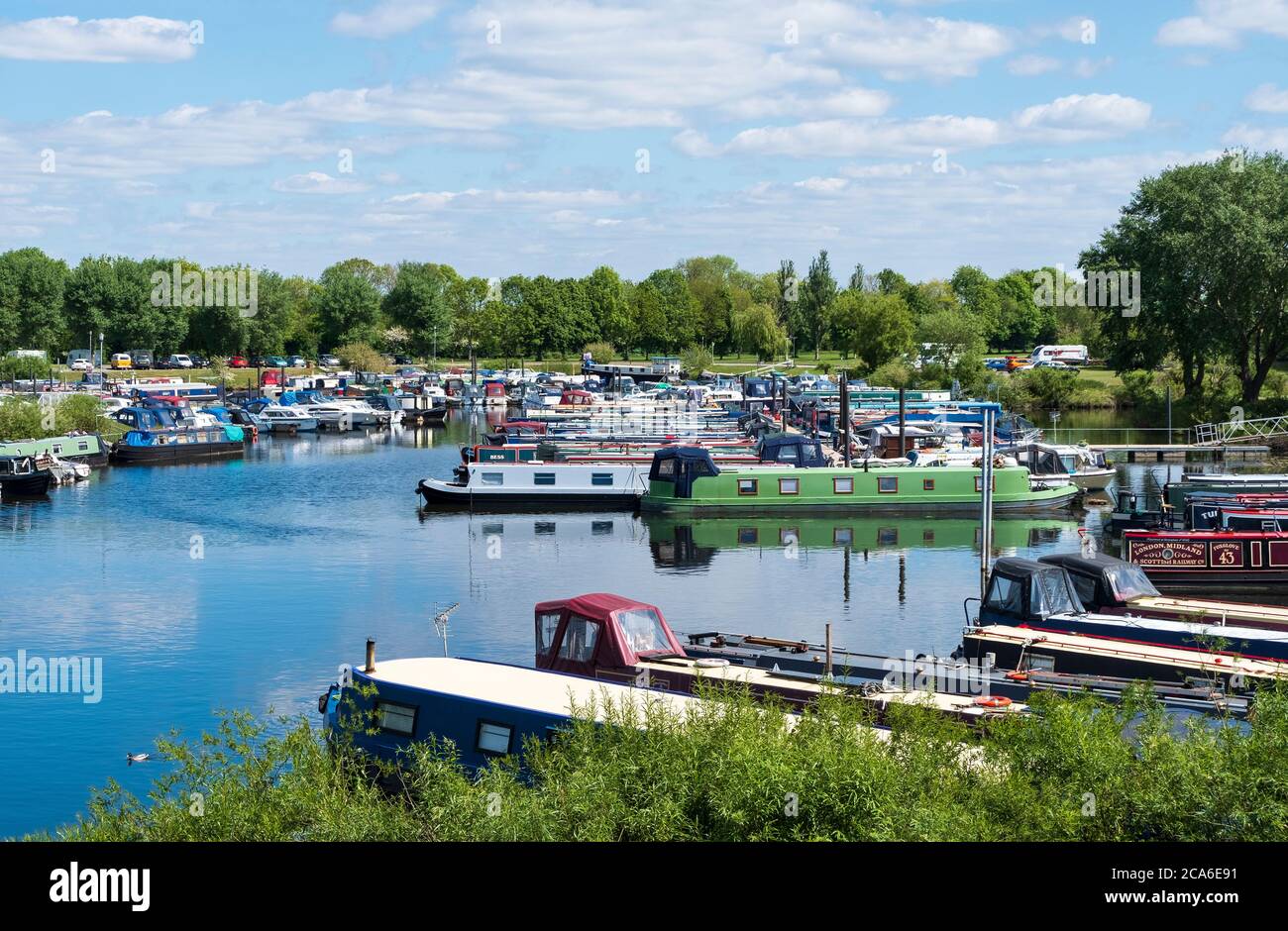 Large inland narrow boat marina Stock Photo - Alamy
