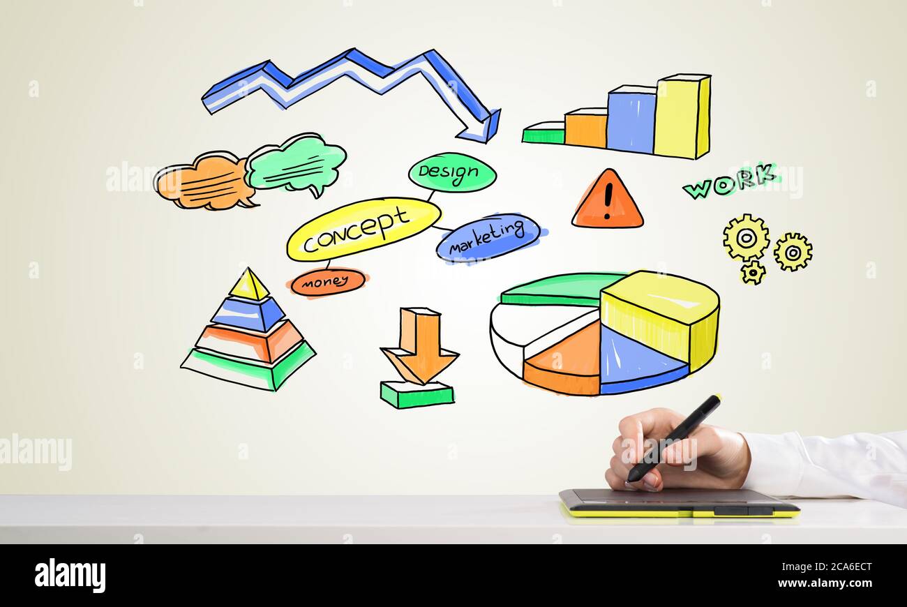 Designer draw infographs Stock Photo - Alamy