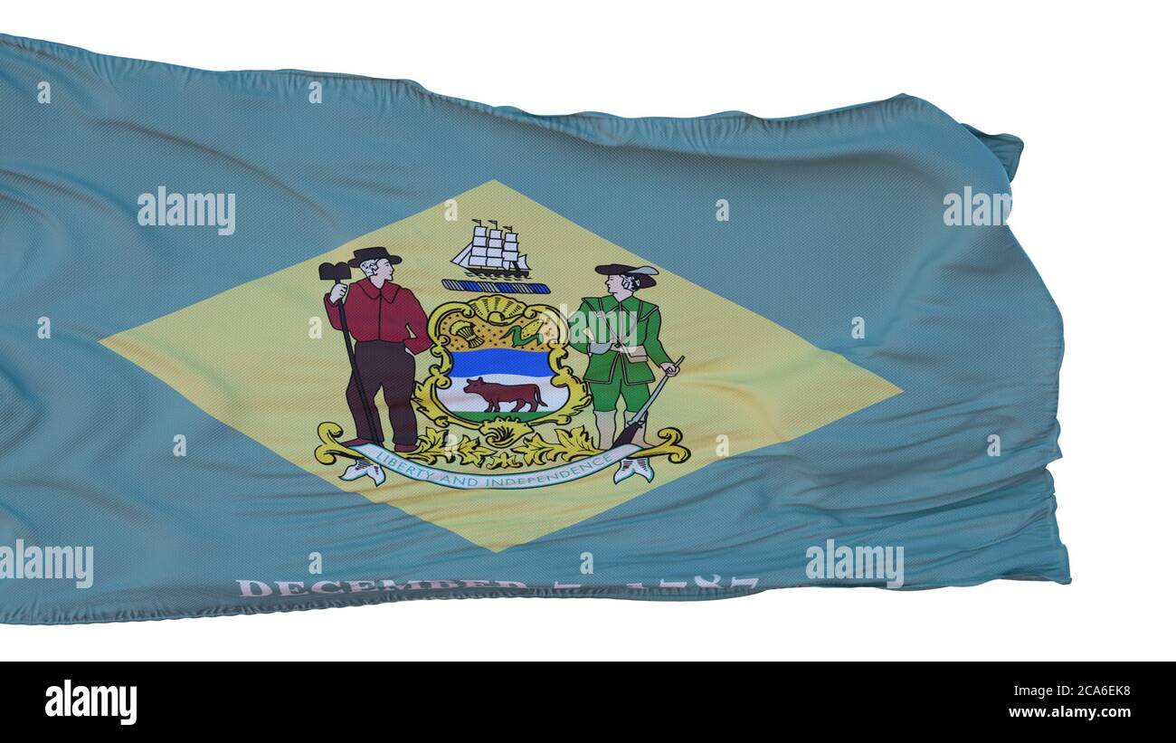 Delaware Flag isolated on white background. 3d illustration Stock Photo ...