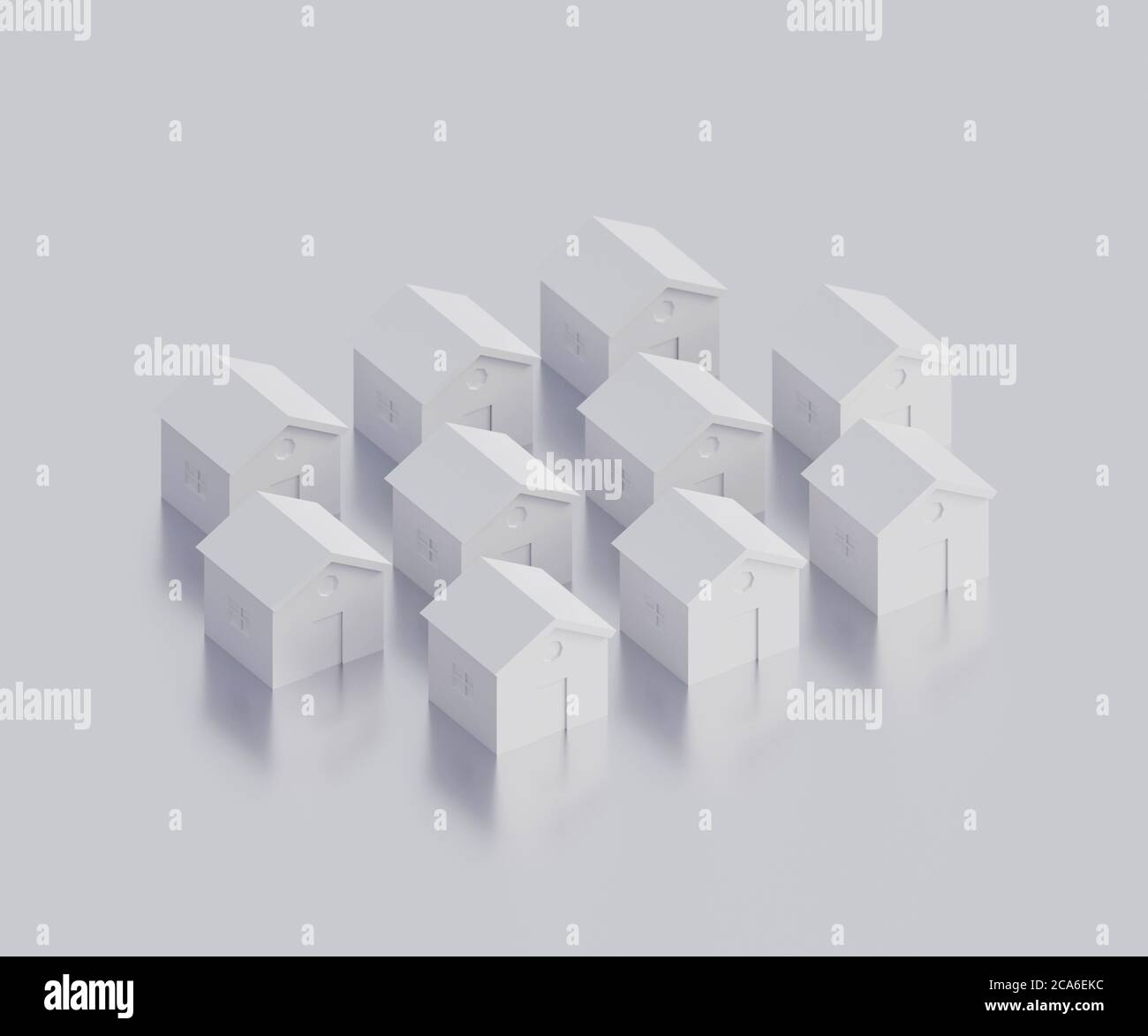 Small gray houses, futuristic town block abstract representation ...
