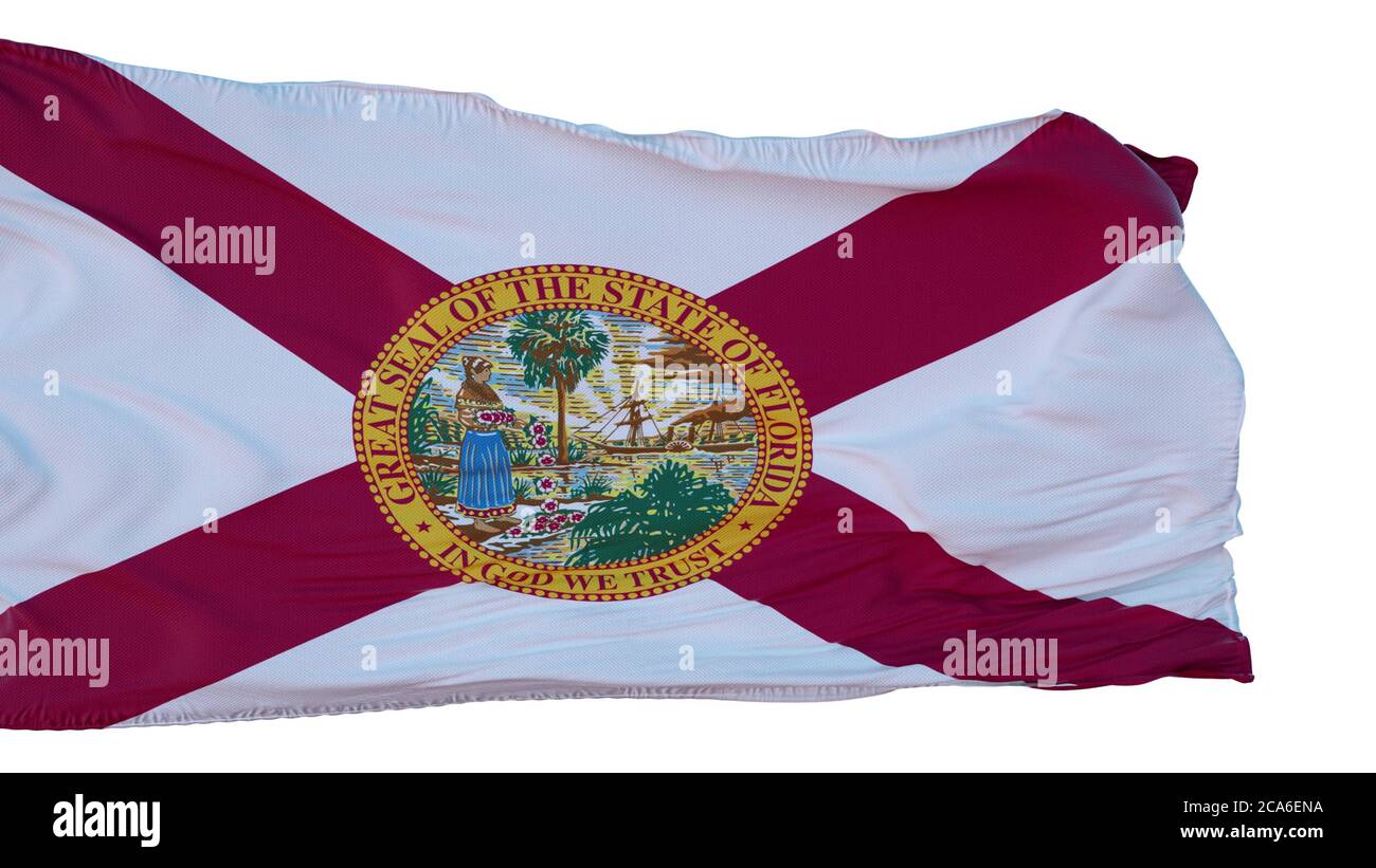Florida Flag isolated on white background. 3d illustration Stock Photo ...