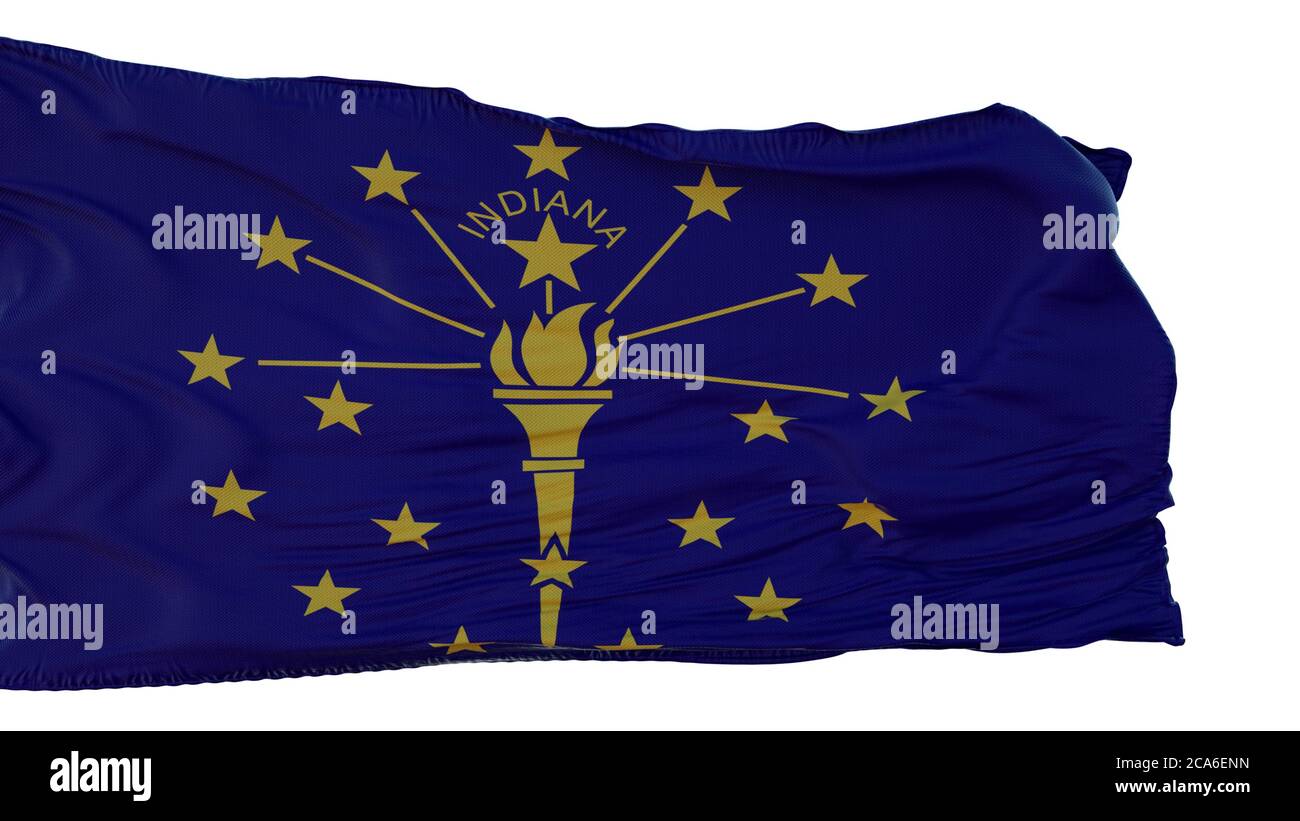 Indiana Flag isolated on white background. 3d illustration Stock Photo ...