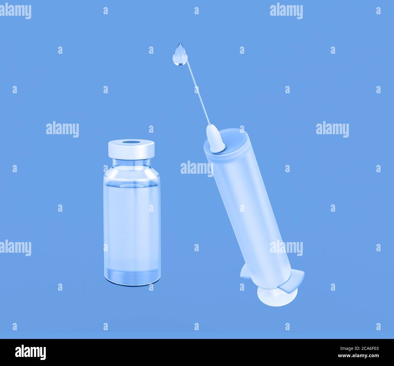 vial and plastic medical syringe with needle, vaccination concept ...