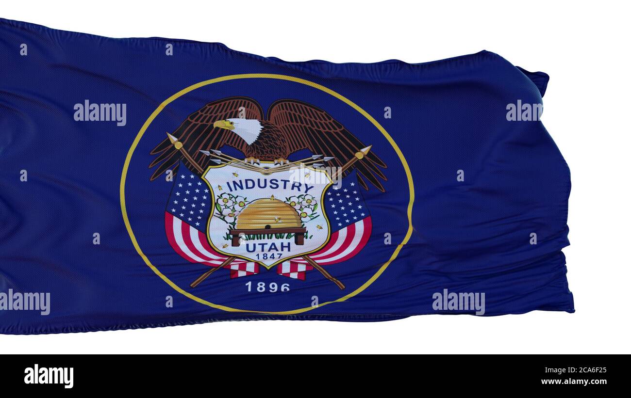 Utah Flag isolated on white background. 3d illustration Stock Photo - Alamy