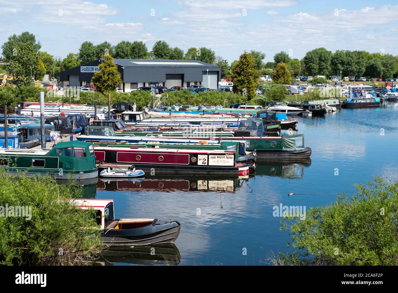 Large inland narrow boat marina Stock Photo - Alamy