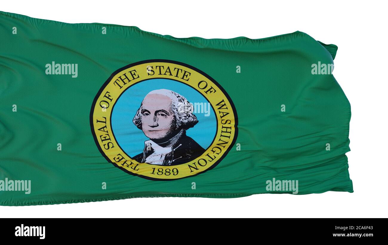 Washington Flag isolated on white background. 3d illustration Stock ...
