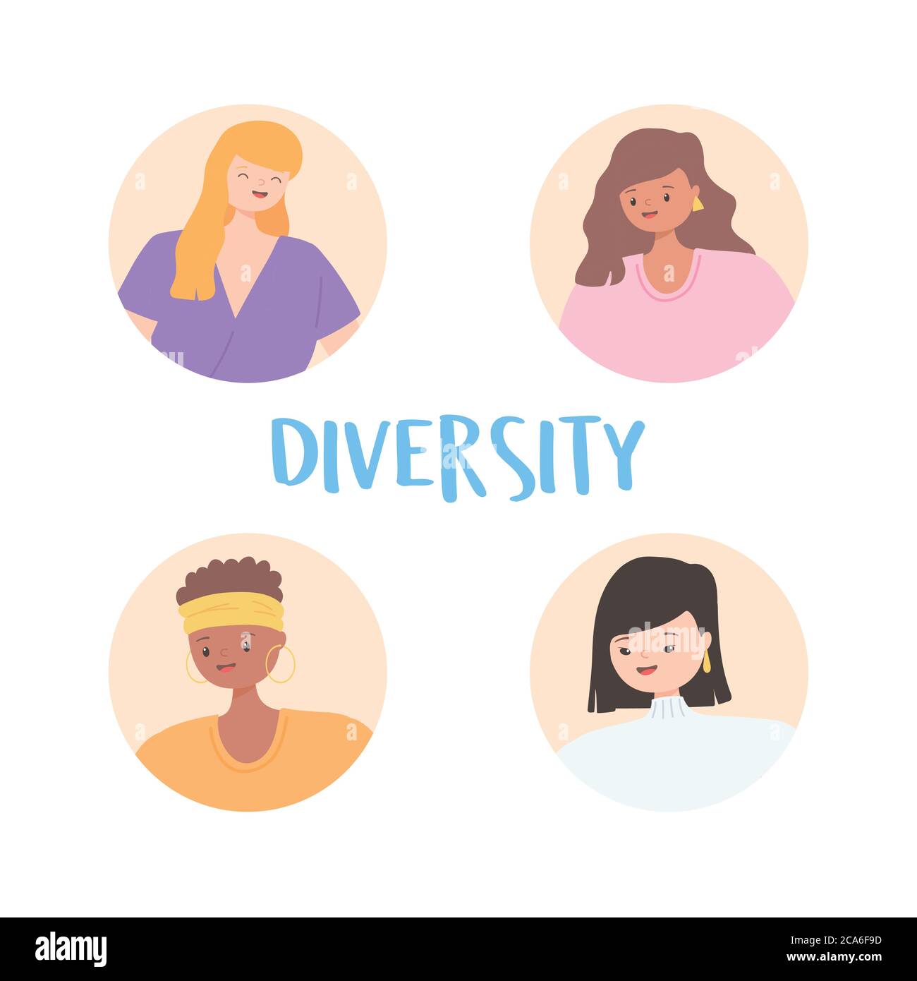 diverse multiracial and multicultural people, female avatar profile ...