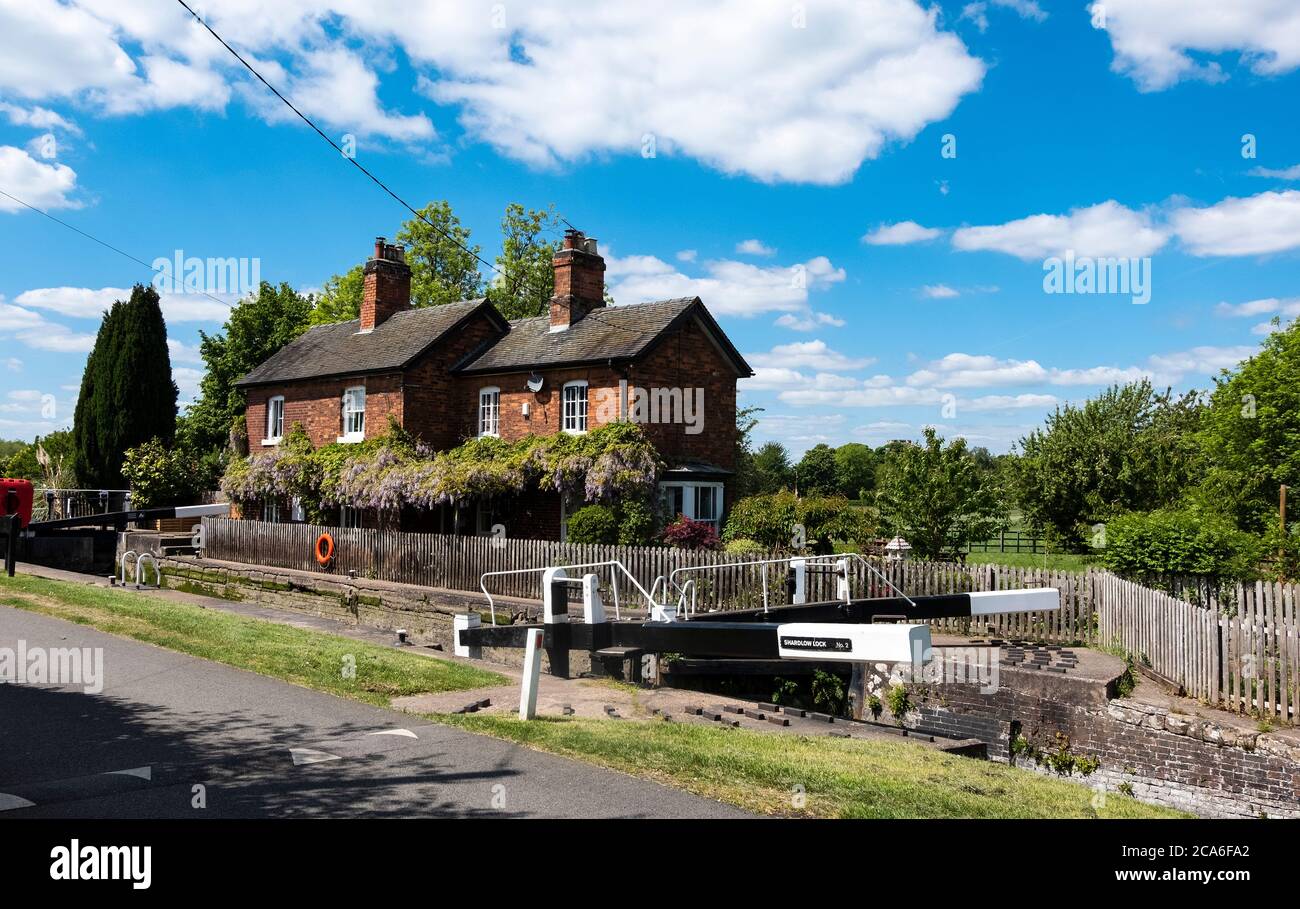 Peaceful canal lock scene Stock Photo - Alamy