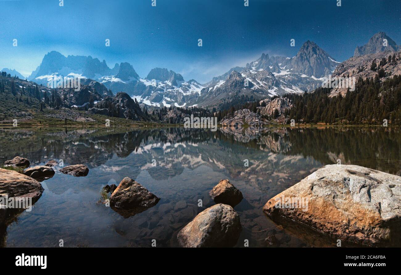 Ansel Adams Wilderness in the moonlight (Ediza Lake Stock Photo - Alamy