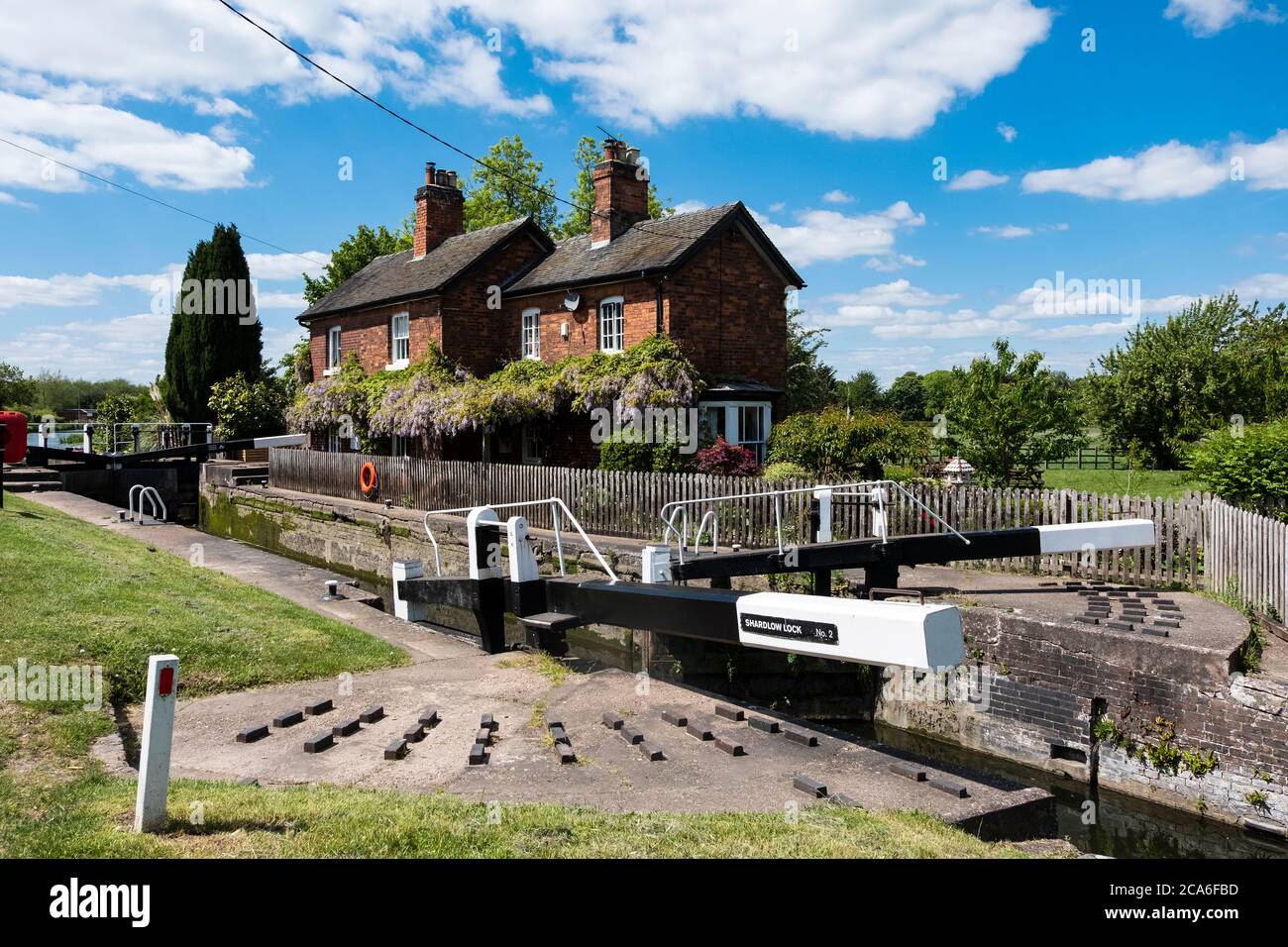 Peaceful canal lock scene Stock Photo - Alamy
