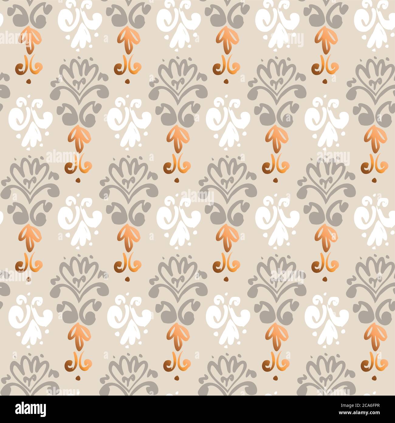 Hand drawn baroque rapport seamless pattern for background, fabric ...