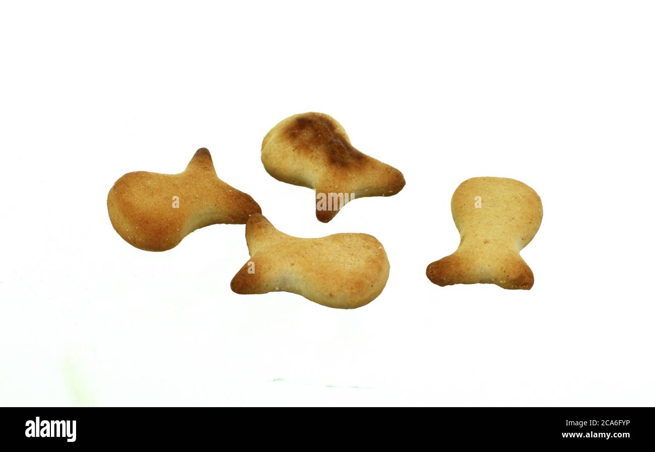 Crackers in shape of fish isolated over white background Stock Photo ...