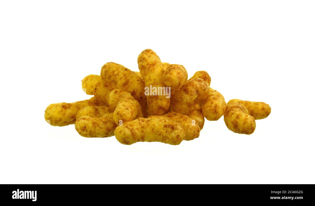 Crispy Peanut Puffs isolated on white background Stock Photo - Alamy