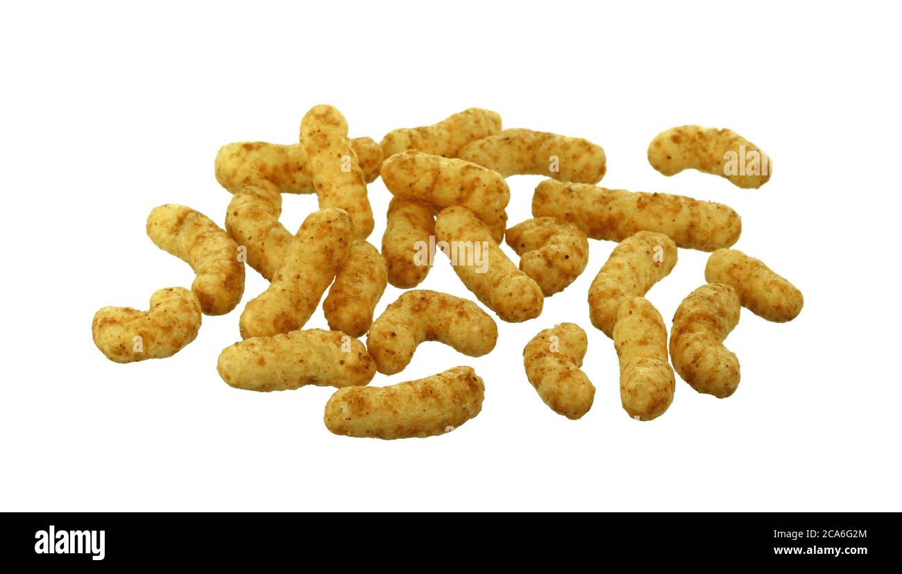 Crispy Peanut Puffs isolated on white background Stock Photo - Alamy