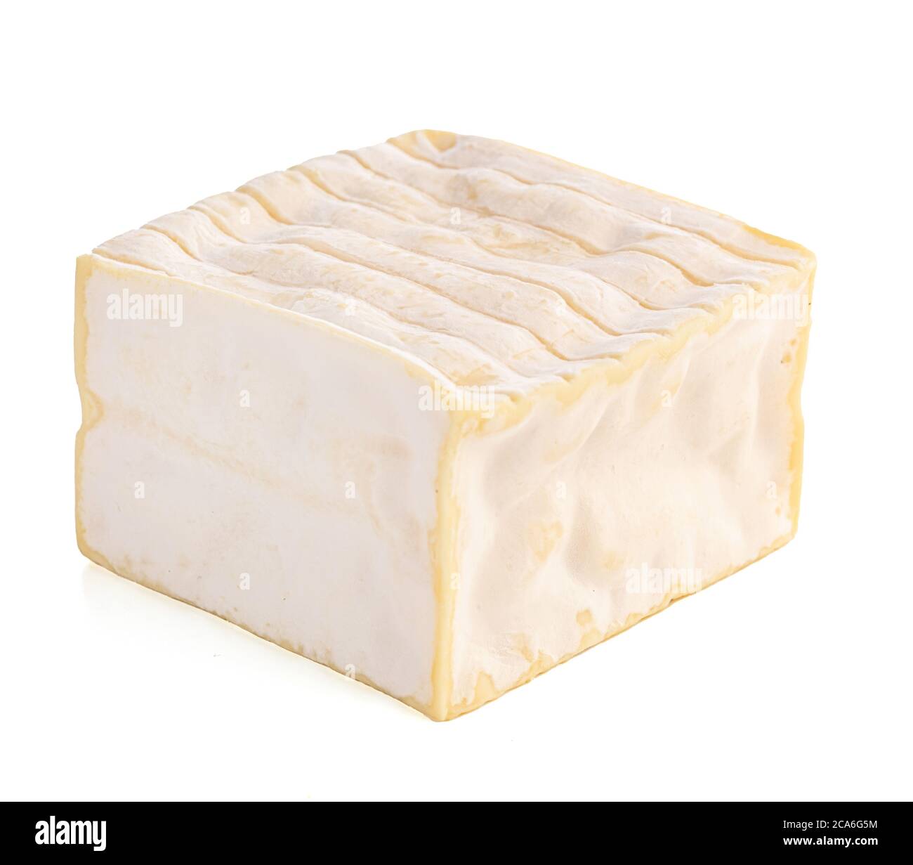 square cow's cheese from Affinois on white background Stock Photo - Alamy