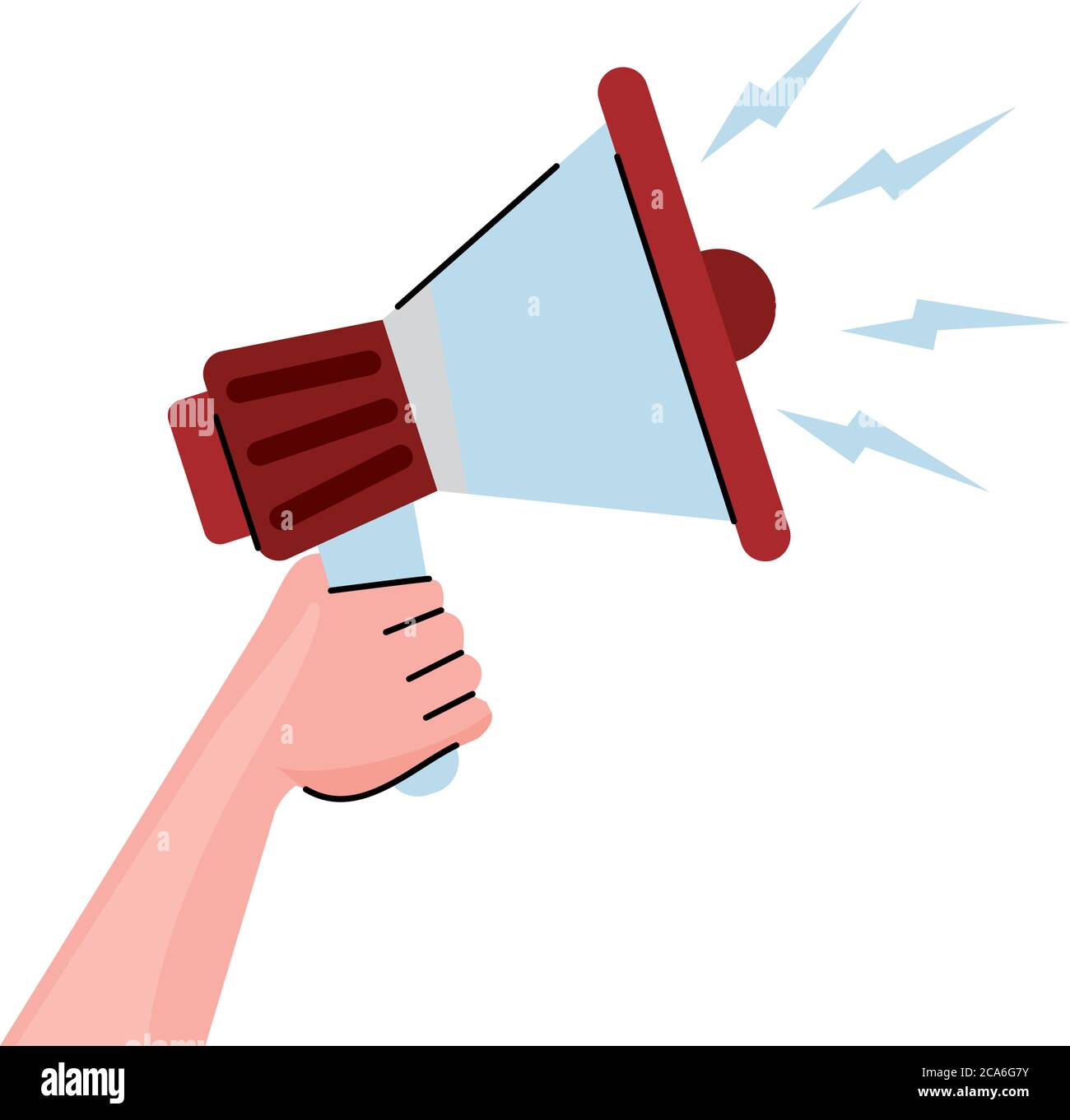 hand using megaphone protest device isolated icon vector illustration ...