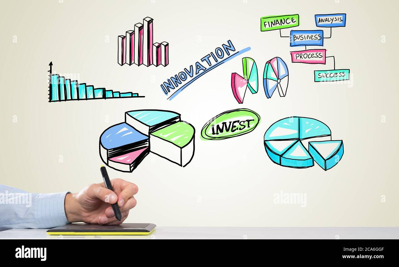 Designer draw infographs Stock Photo - Alamy