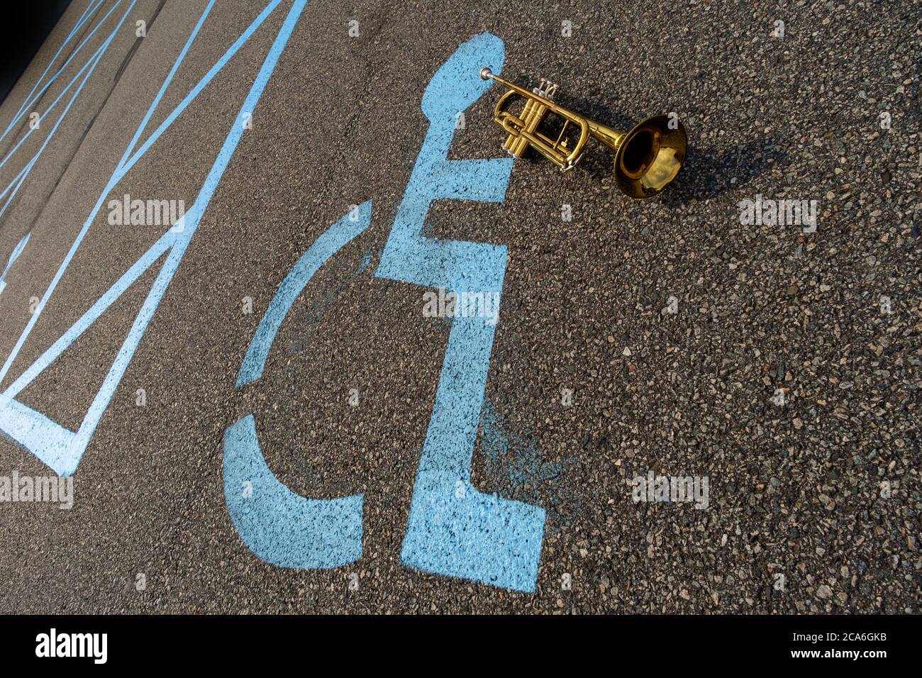 Handicapped parking sign playing trumpet creativity and inclusion ...