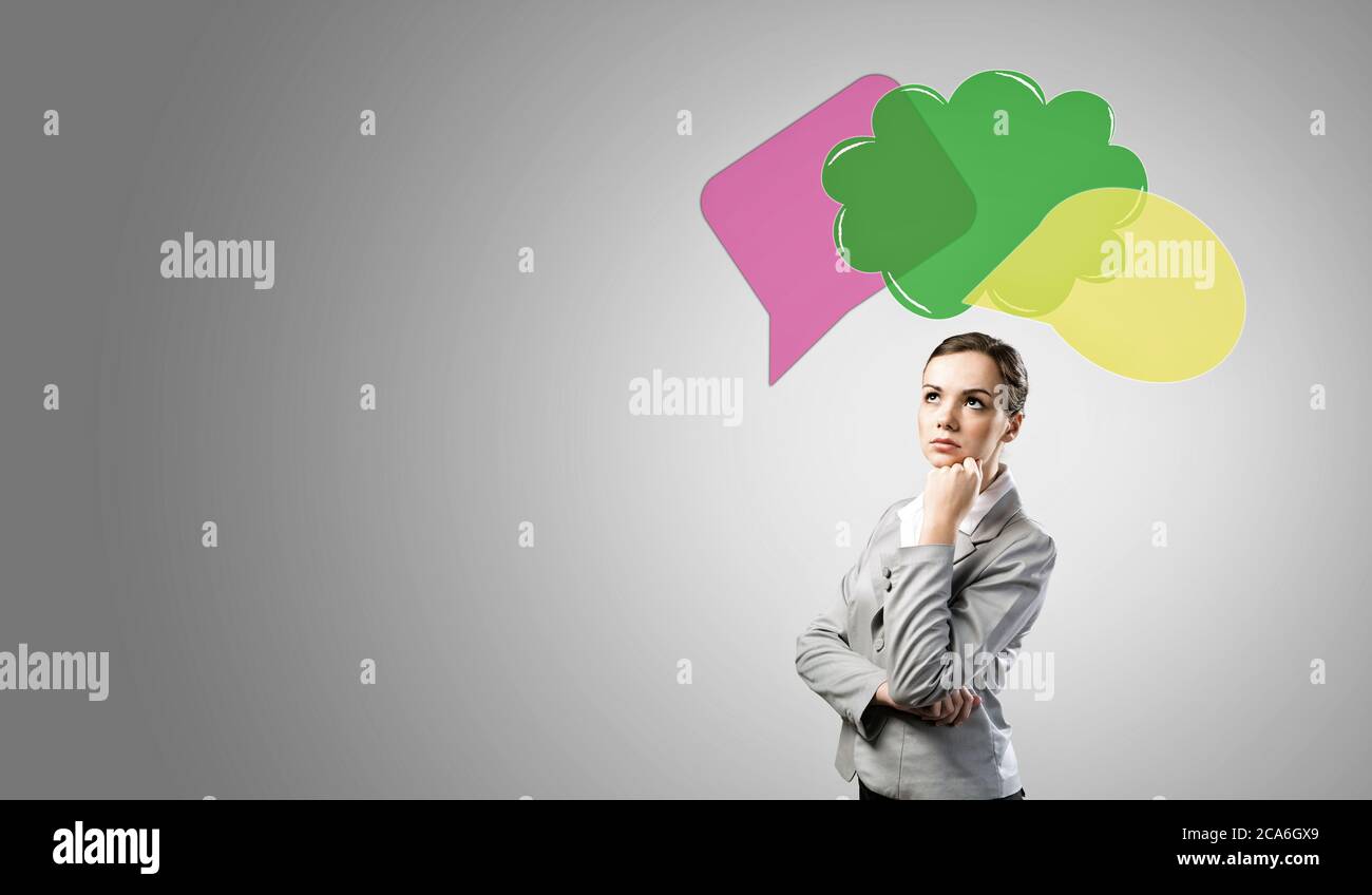 Woman thinking about something Stock Photo - Alamy