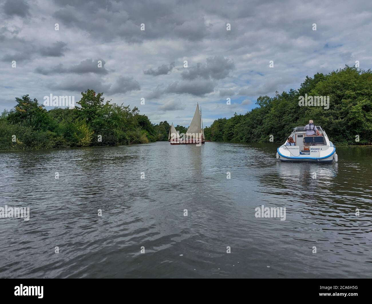 A sailing boat on the Norfolk Broads Stock Photo - Alamy