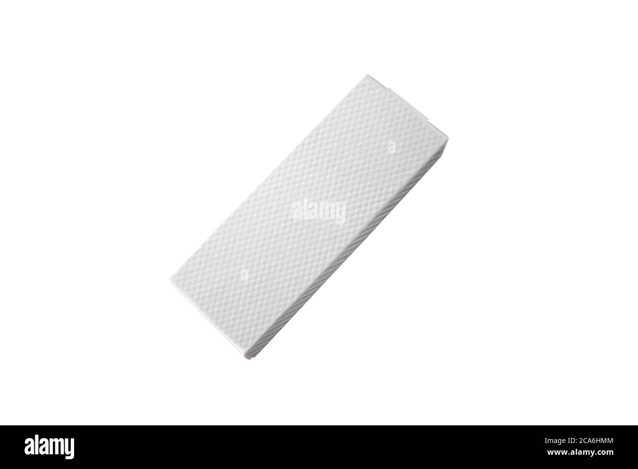 White textured paper box mockup isolated on white. Embossed dots ...