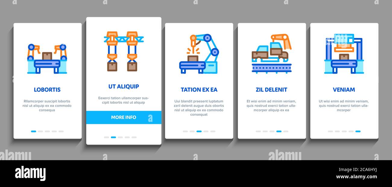 Manufacturing Process Onboarding Elements Icons Set Vector Stock Vector