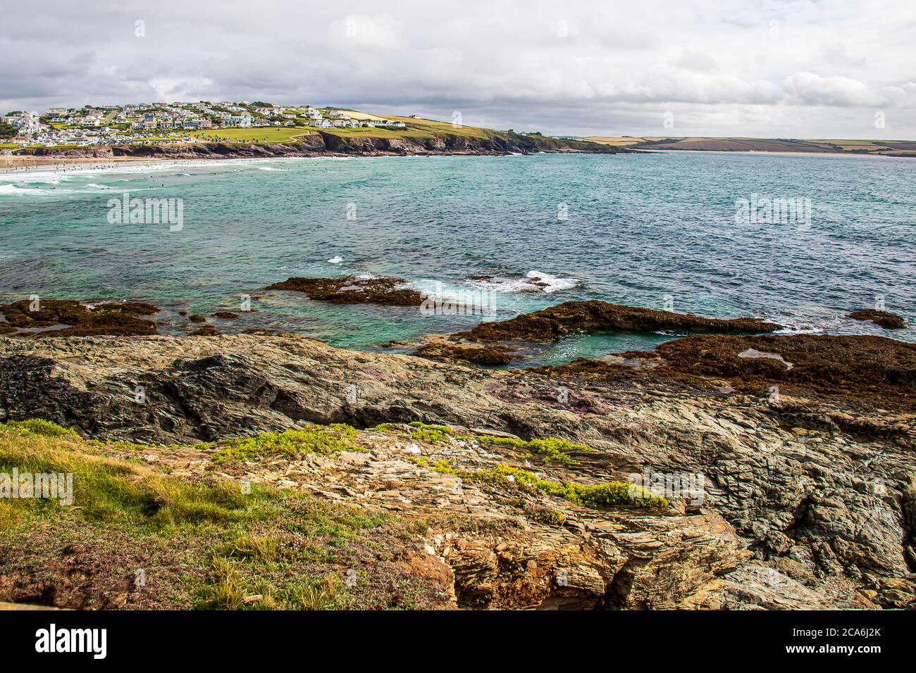 Polzeath - a beautiful seaside landscape in North Cornwall Stock Photo ...